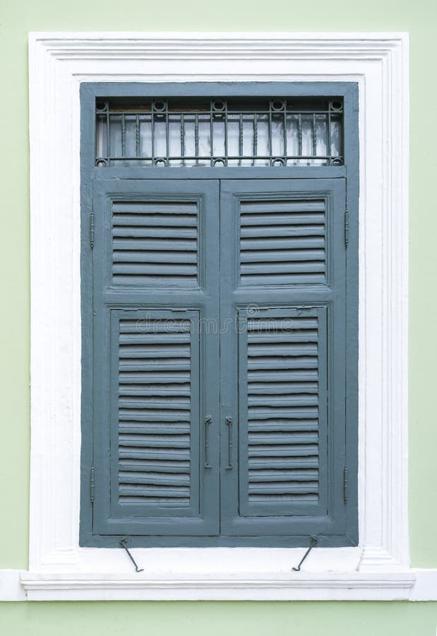 Old Blue Window Made Out Wood White Wall Stock Photos - Free & Royalty ...