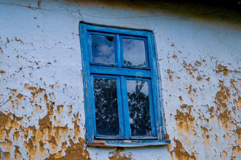 Old blue window stock image. Image of cracked, eroded - 315552987