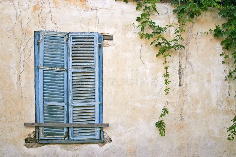 Old Blue Window on Old Wall. Vintage Background. Stock Image - Image of ...
