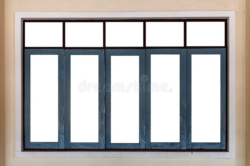 Blue Wooden Window Frames Isolated on a Black Background Stock Image ...