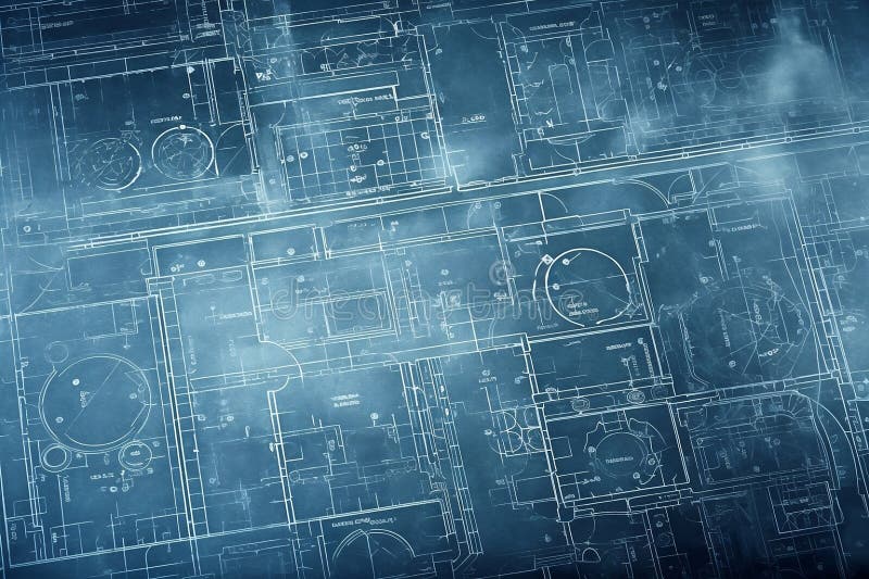 Old Blueprint Plan of an Unknown Building Stock Illustration ...