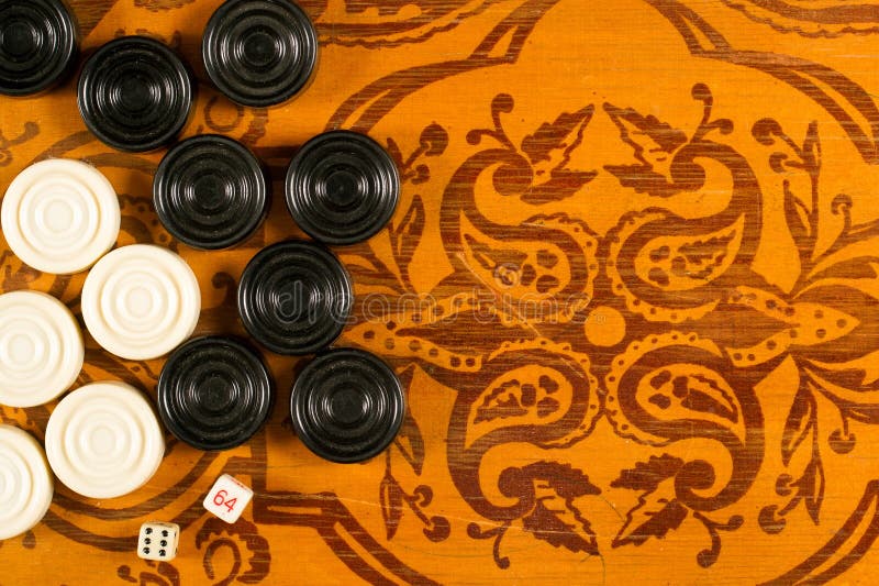 Old Board for Playing Backgammon with an Ornament. Stock Photo - Image ...