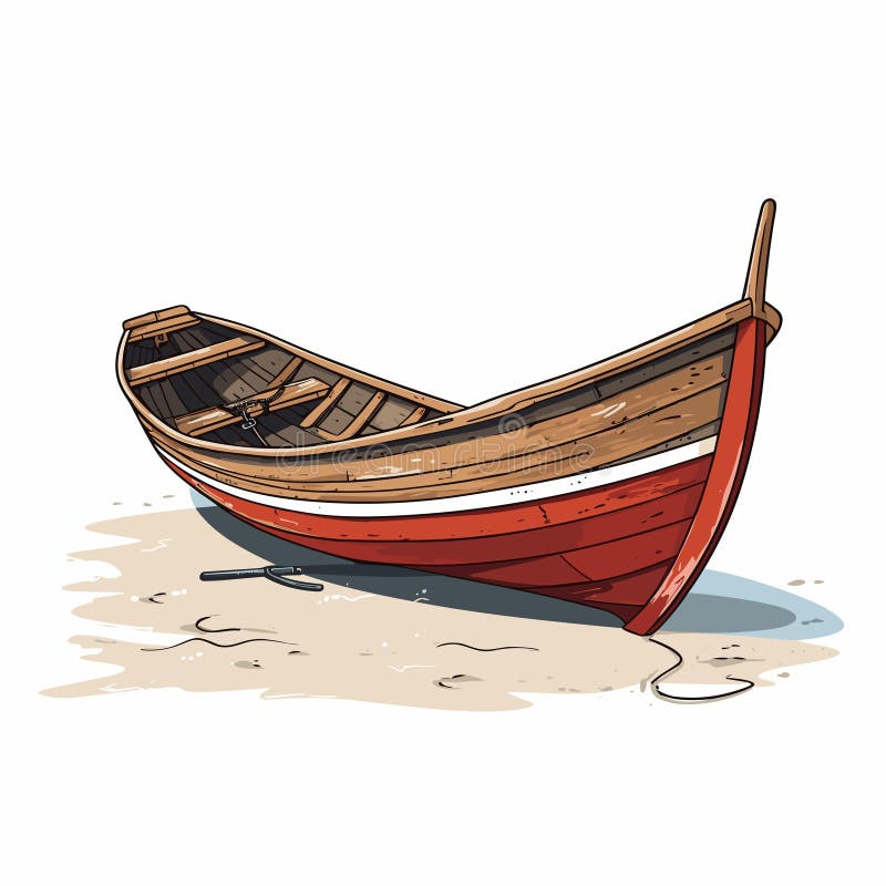 Old Boat on Beach Vector Flat Minimalistic Isolated Illustration Stock ...