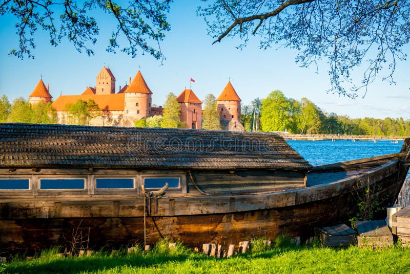 Old boat and castle stock image. Image of boat, fairytale - 54908863