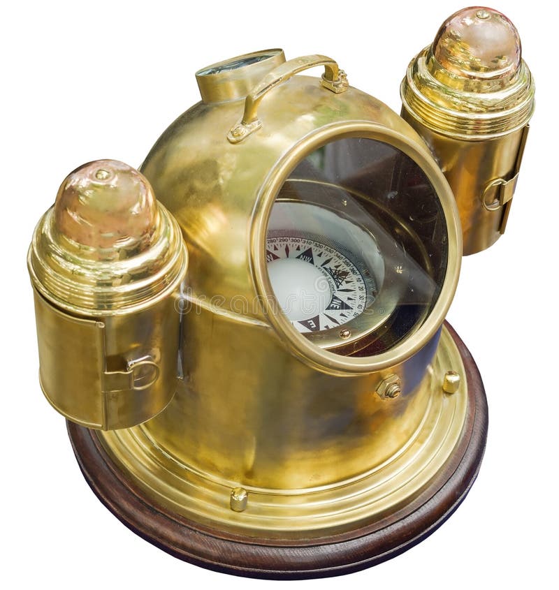 Old Marine Compass Abovedeck Sailing-vessel on White Stock Image ...