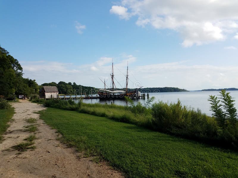 Old Boat Docked on River or Lake Water Stock Image - Image of river ...