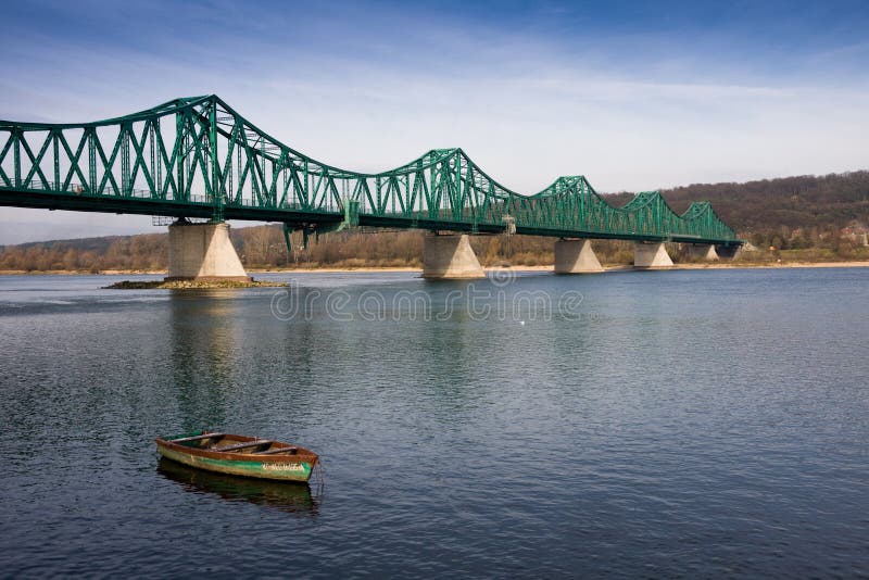 Old boat and green bridge stock image. Image of landscape - 7170865