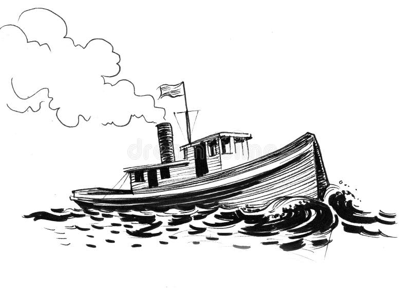 Old boat stock illustration. Illustration of sketch - 124144729