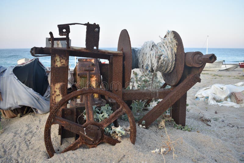 Old boat Machine stock photo. Image of rustymachine - 136077850