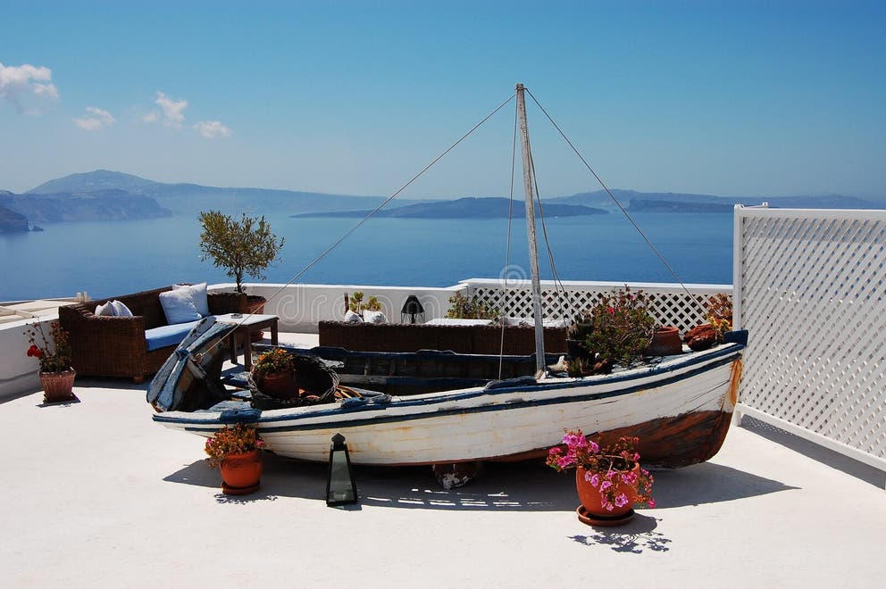 Old boat in Oia stock photo. Image of gorgeous, santorini - 11124452