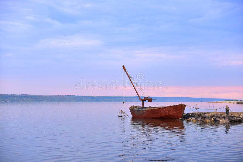 Old Boat on River stock photo. Image of landscape, cutter - 108518592