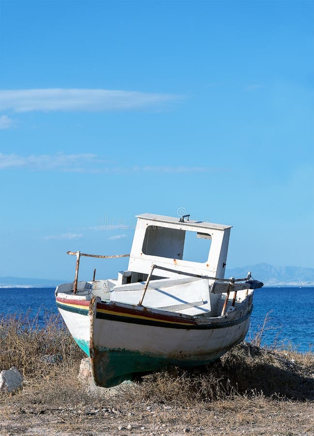 Old Boat on the Sea Bachground Stock Photo - Image of shore, blue: 75092700