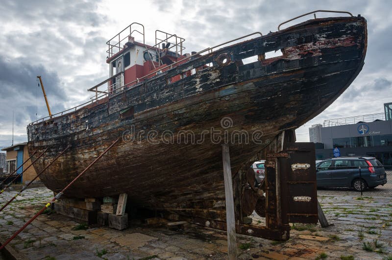 Old Boat in the Old Shipyards Editorial Stock Image - Image of antique ...