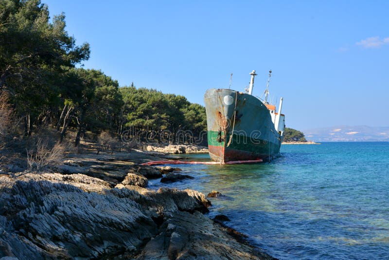 Old Boat Stranded on the Shore Stock Image - Image of holiday, cargo ...
