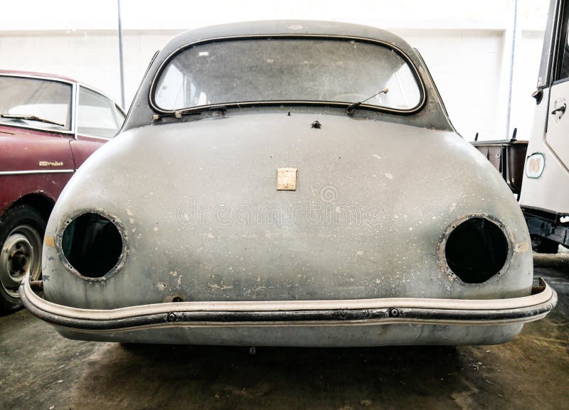 Detail of Old French Car with Radiator Grille and Round Light Editorial ...