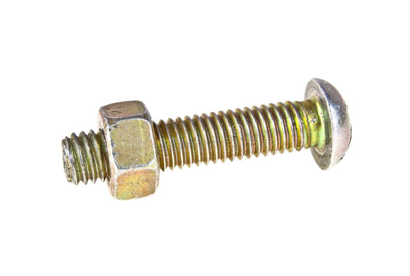 Old Bolt and Screw-nut Isolated on White Background Stock Photo - Image ...