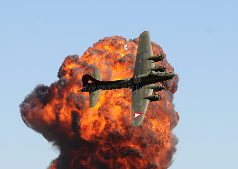 Old Bomber Against Fireball Stock Image - Image of plane, world: 31279527