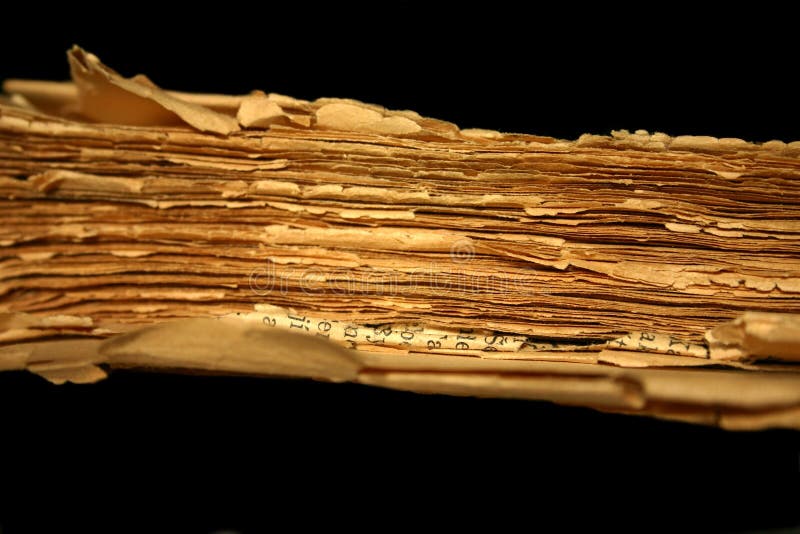 Old Book with Teared Slightly Sheets Stock Image - Image of studying ...