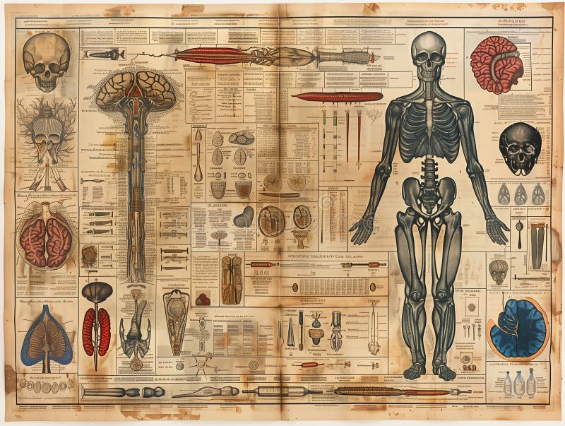 An Old Book of Anatomy with Drawings, the First Studies of the Human ...
