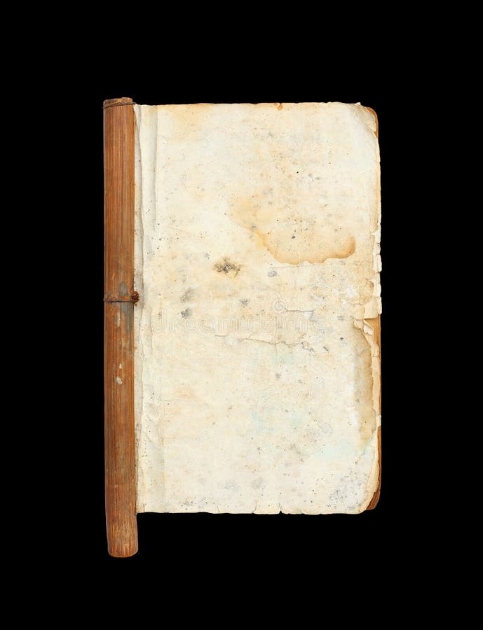 An Old Book with Blank Yellow Stained Pages Isolated on White ...