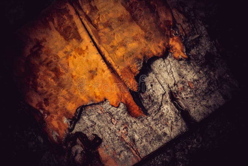 An Old Book Burned in the Fire Stock Photo - Image of glowing, black ...