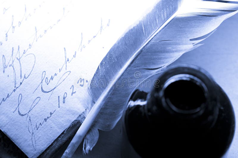 Old writing with a feather stock image. Image of paper, letter - 35581