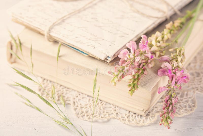 Old book and flowers stock photo. Image of book, cute - 184096414