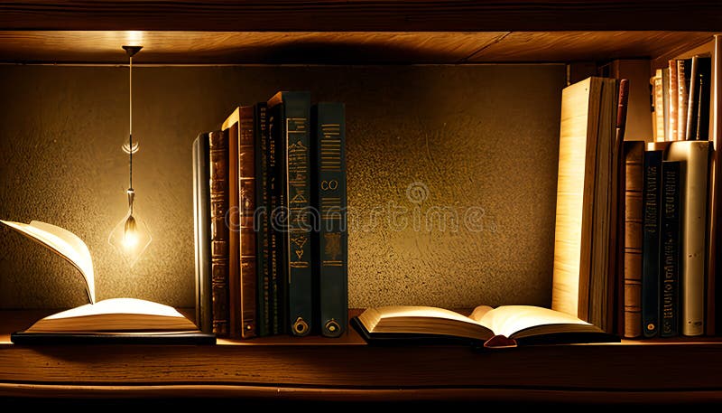 Old Book with Flying Letters and Magic Light on the Background of the ...
