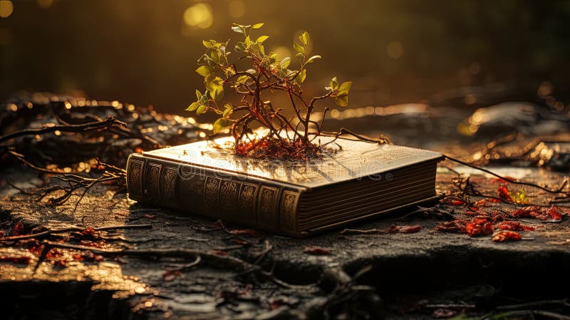 Old Book Lost in a Forest with Small Plants Growing on Its Cover or ...