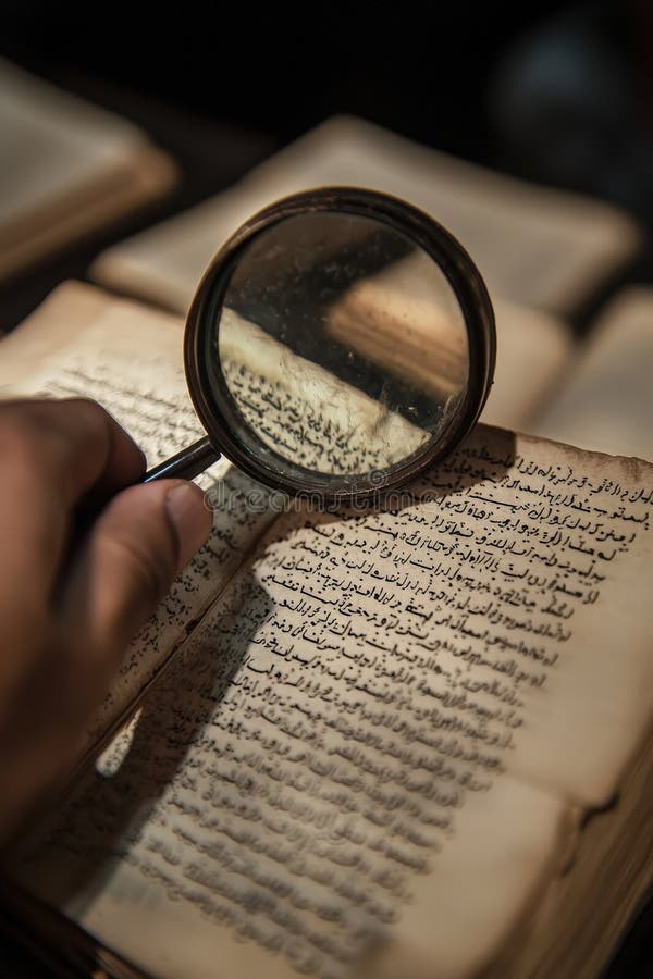 Old Book and Magnifying Glass. Selective Focus Stock Image - Image of ...