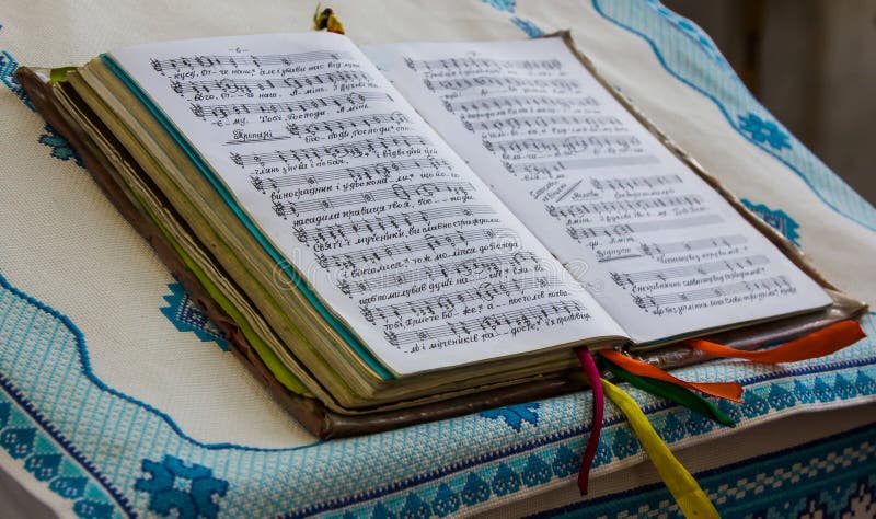 Old book with music notes stock photo. Image of close - 222404350