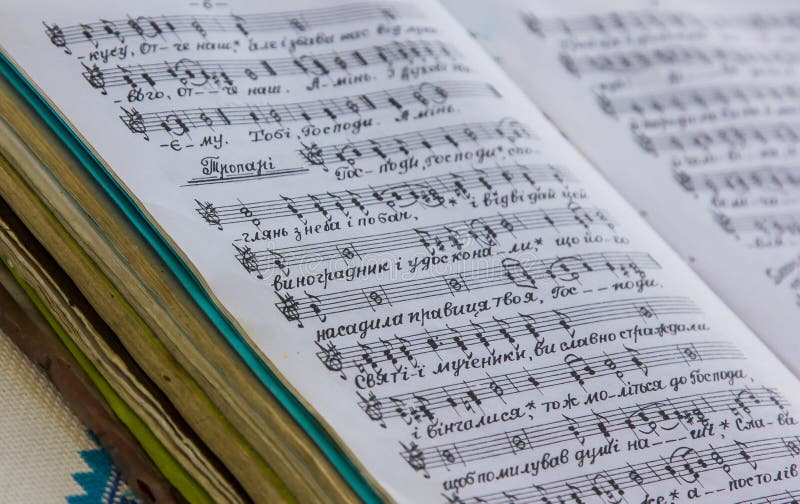 Old book with music notes stock photo. Image of shot - 222513590