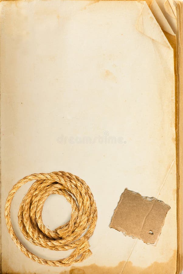 Old Book Page, Hemp Rope and Cardboard Stock Photo - Image of document ...