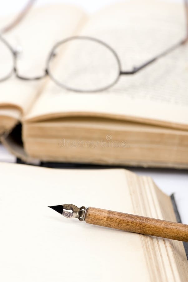 Old Book and Pen stock image. Image of cultural, pile - 1688547