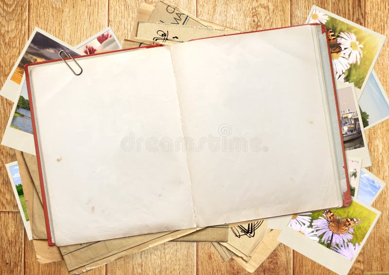 Old book and photos stock photo. Image of aging, page - 25008958