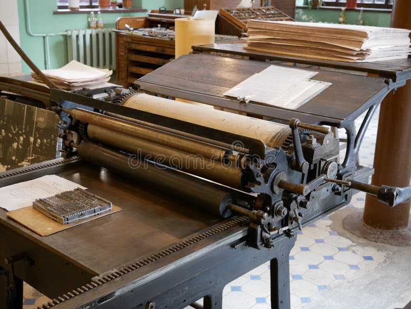 Old Book printing machine editorial image. Image of business - 95317505
