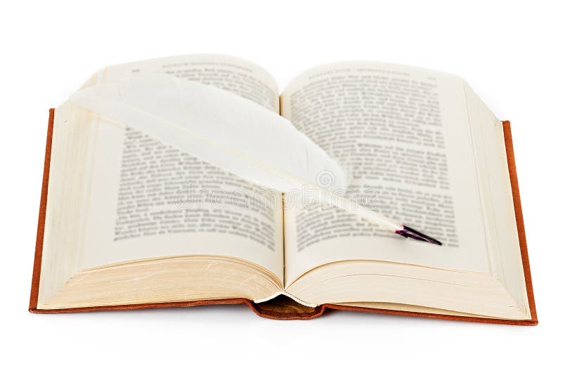 Old Book with Inkwell, Quill Pen and Scroll Stock Image - Image of ...