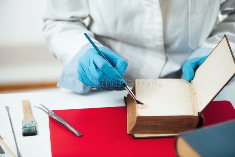 Old Book Repair in Restoration Laboratory Stock Photo - Image of ...