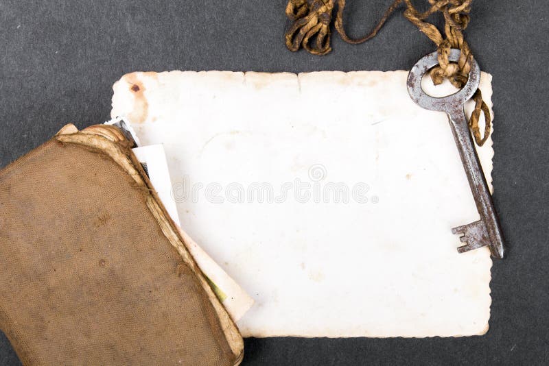 Old Book, Rusty Key and Empty Photograph Stock Photo - Image of ...