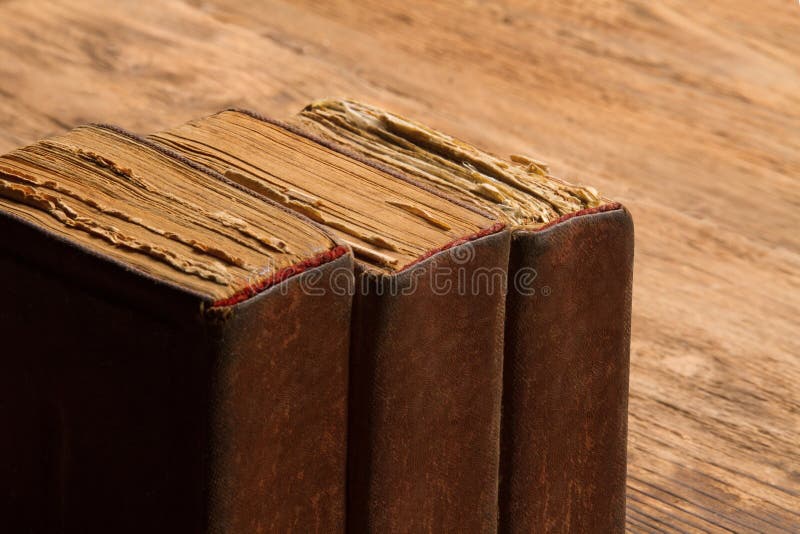 Old Book Stack, Brown Blank Spine Yellow Pages, Macro of Weather Stock ...