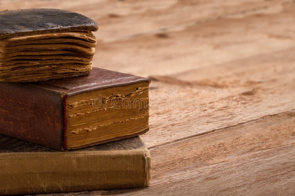 Old Book Stack, Brown Pages Blank Spine, Macro of Aged Library H Stock ...