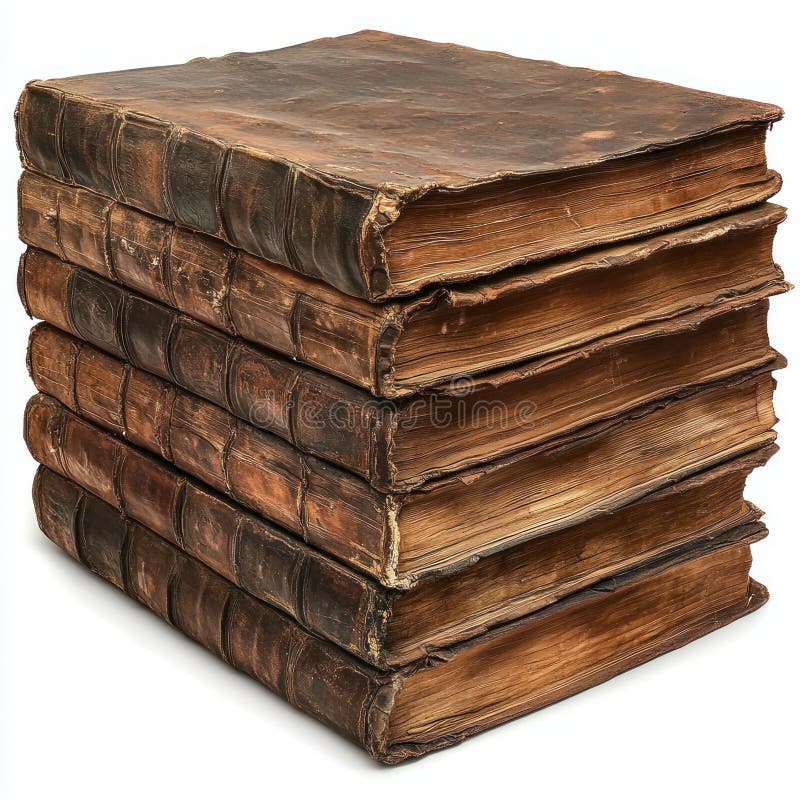 Old Book Stack Isolated on White Background Stock Illustration ...