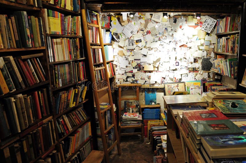 Inside old book store editorial photography. Image of steel - 247033247