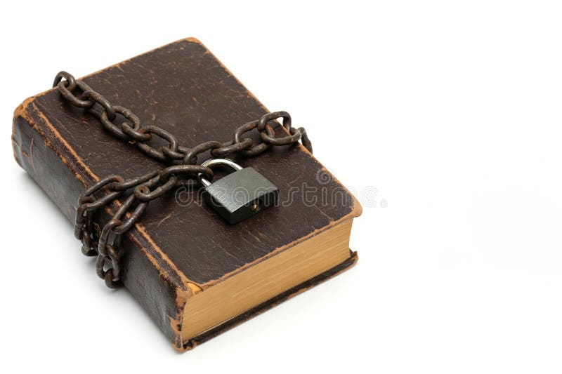 An Old Book Tied with a Chain with a Lock. Space for Text. Stock Image ...