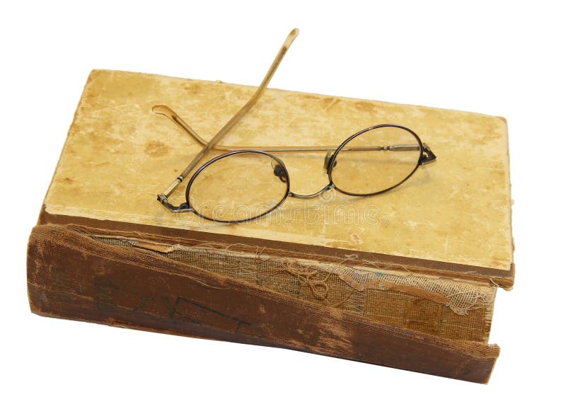 On an Old Book with a Torn Binding and a Broken Spine are Glasses Stock ...