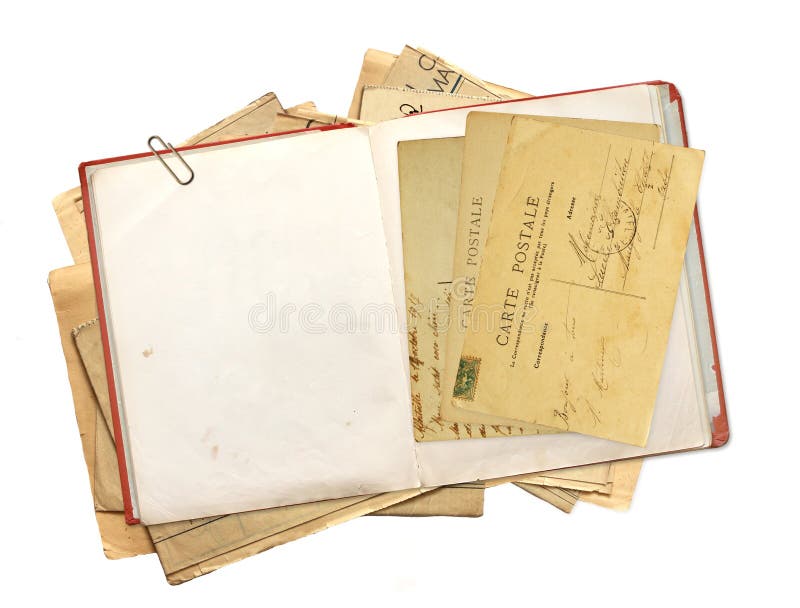 Old Book And Vintage Post Cards Stock Photo - Image of background, note ...