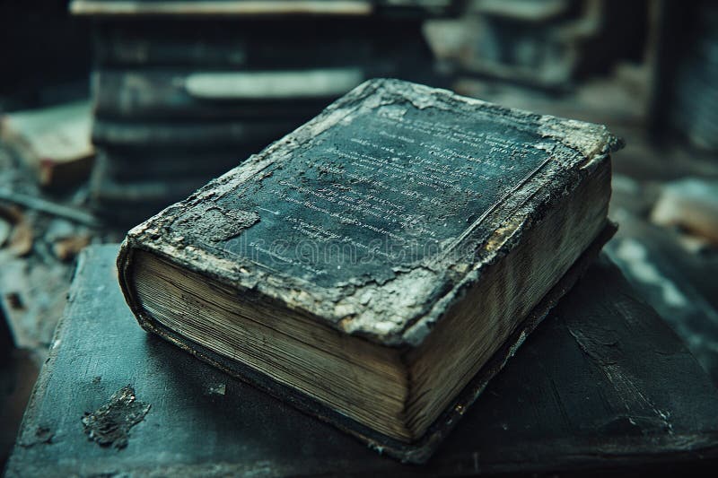 An Old Book in a Worn Leather Binding. a Magic Book on a Wooden ...