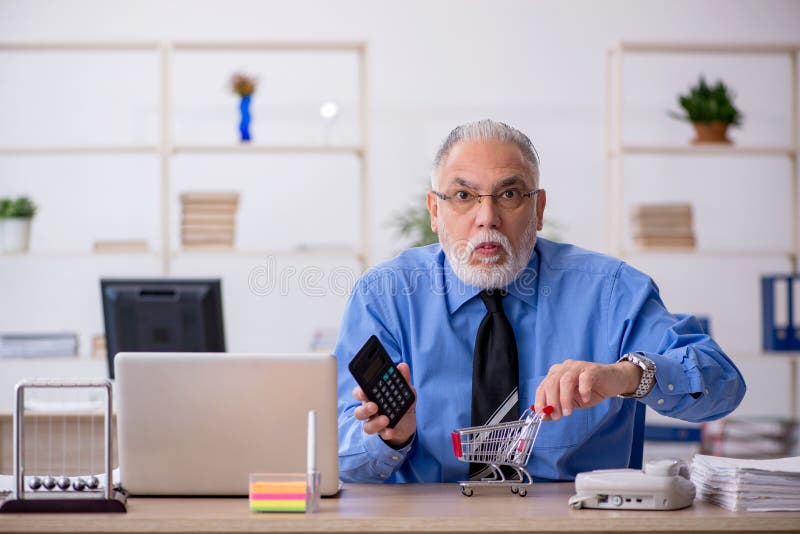Old Male Bookkeeper Working in the Office Stock Image - Image of work ...