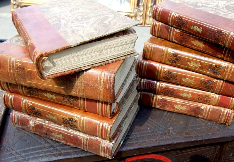 Old leather bound books stock photo. Image of books, shelved - 20785196