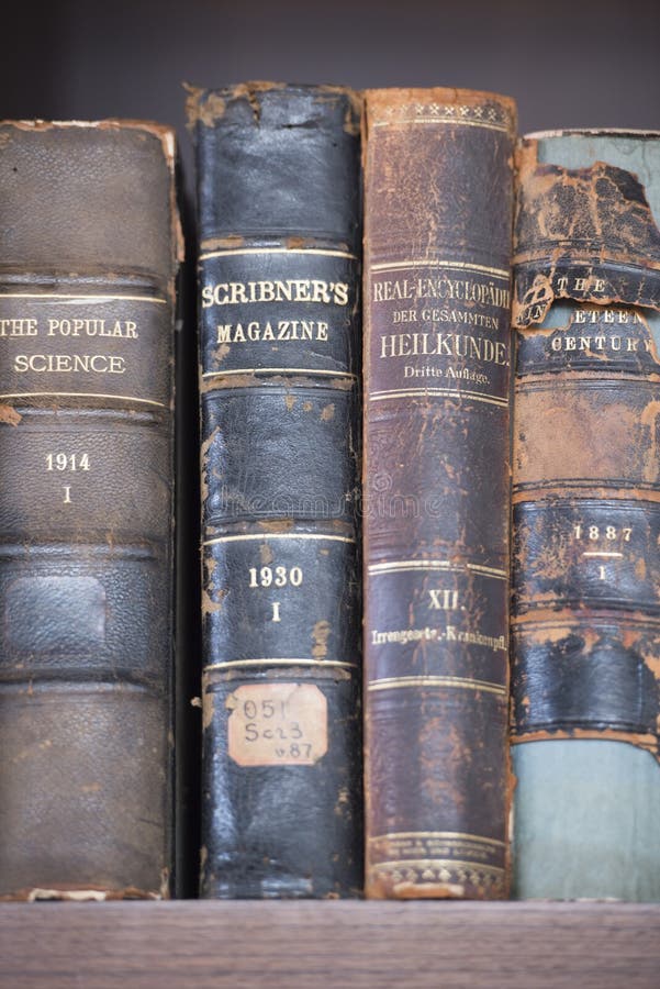 Old Books, Original Old Books with Worn Book Covers Editorial Stock ...